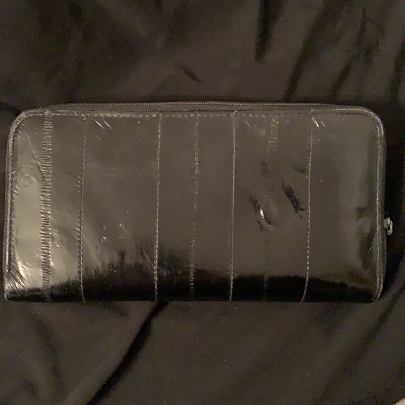 Lee Sands | Bags | Lee Sands Black Eel Skin Long Wallet | Poshmark